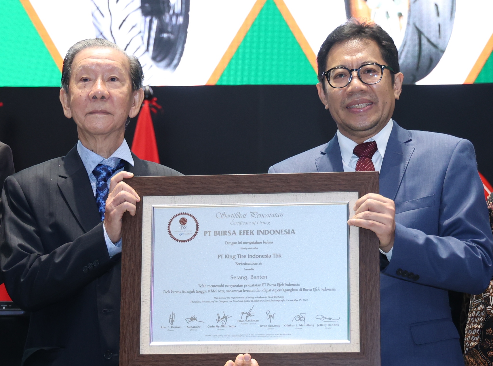 Listing Ceremony of PT King Tire Indonesia Tbk (TYRE) on Indonesia ...